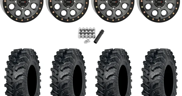 ITP MT911 27x10-14 (8ply) Tires on System 3 Offroad SB-7 Matte Titanium ...