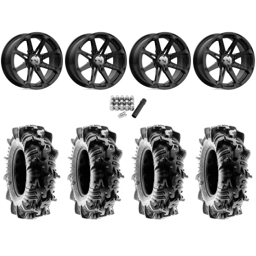 Terache Aztex XL 32x9-14 (8ply) Tires on MSA M12 Diesel Gloss Black Wheels