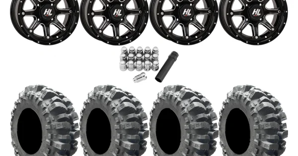Interco Bogger 30x10-14 Tires on HL4 Gloss Black Wheels