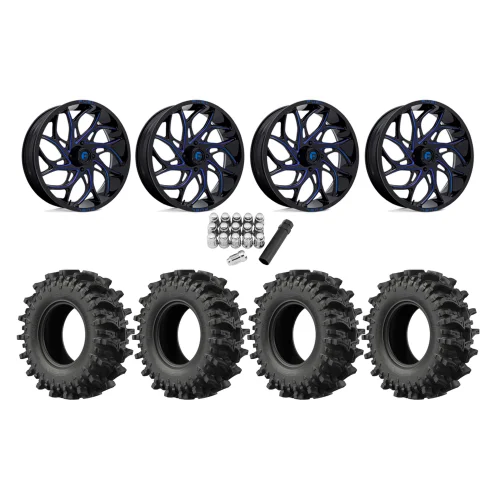 EFX MotoSlayer 35x9.5-20 Tires on Fuel Runner Candy Blue Wheels
