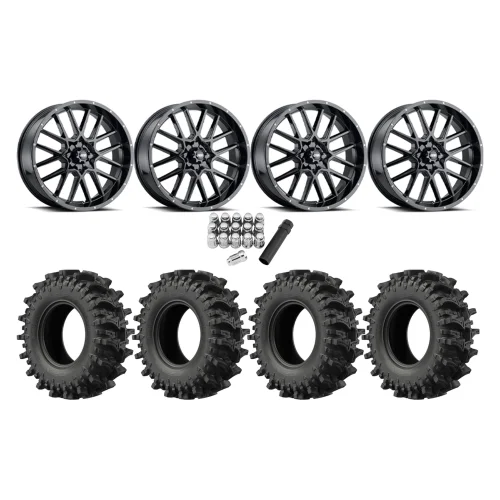 EFX MotoSlayer 35x9.5-20 Tires on ITP Hurricane Gloss Black Wheels