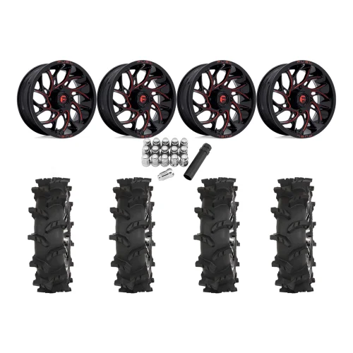 High Lifter Outlaw Max 37x10-22 Tires on Fuel Runner Candy Red Wheels