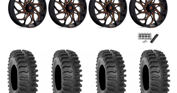System 3 XT400 33x9.5-20 Tires on Fuel Runner Candy Orange Wheels